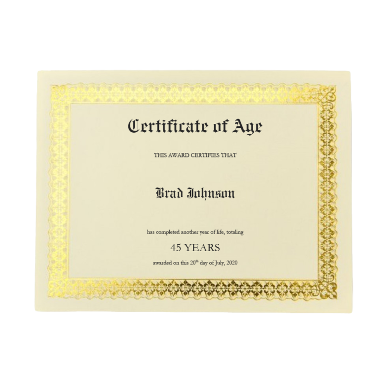 Certificate of Age - CUSTOMIZE - Certificates for Anything