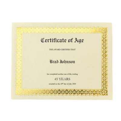 Certificate of Age - CUSTOMIZE - Certificates for Anything